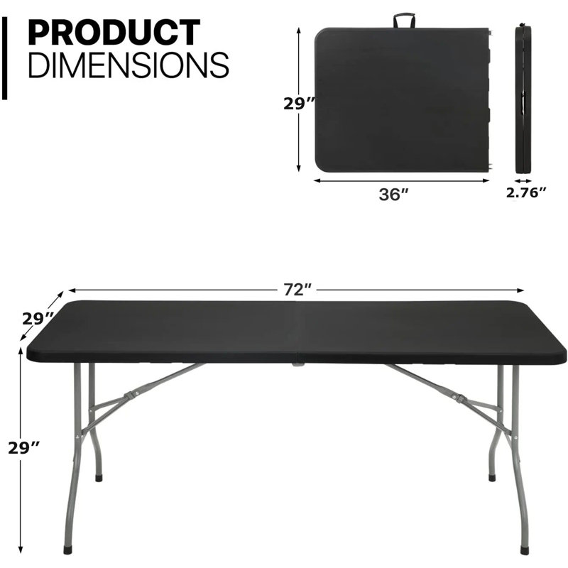 Wewdigi 72'' Plastic Rectangular Fold-in-Half Portable Folding Table & Reviews | Wayfair